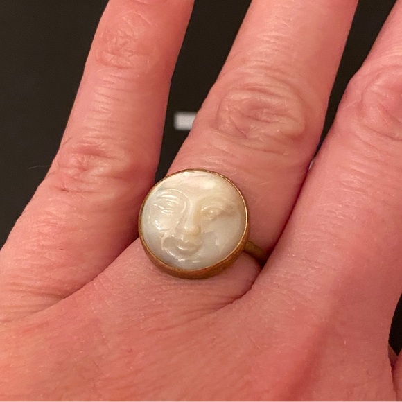 Anthropologie | Jewelry | Anthropologie Moon Face Enamel Moonstone Ring ...